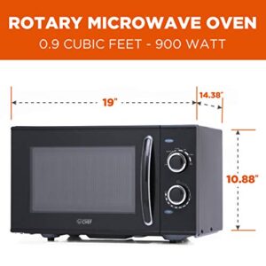 Commercial Chef CHMH900B6C 0.9 Cubic Foot Countertop Microwave, Compact, Rotary Control, Black