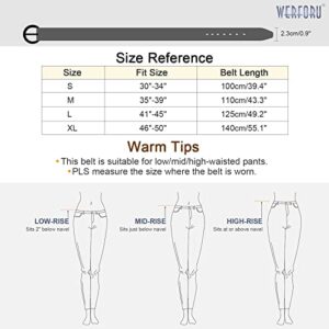 WERFORU 2 Pack Women Belt Skinny Waist Dress Belts Solid Pin Buckle Belt for Jeans Pants,Black+Coffee, Fit Size 46-50 inches