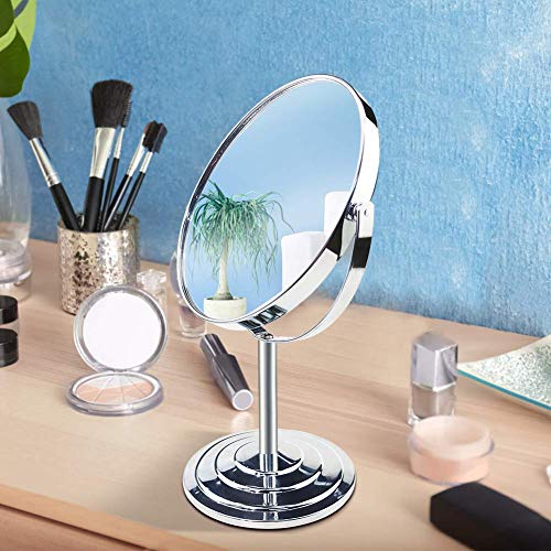 Schliersee Magnifying Vanity Table Mirror Double Sided 7 Inch Swivel 3X Magnification Makeup Standing Mirror