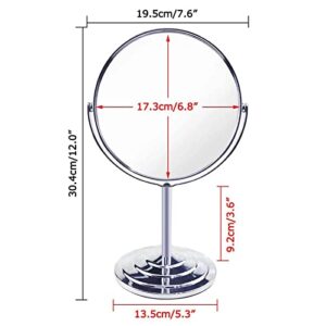 Schliersee Magnifying Vanity Table Mirror Double Sided 7 Inch Swivel 3X Magnification Makeup Standing Mirror