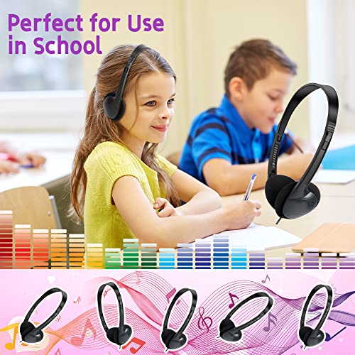 YFSFQS Kids Headphones Bulk 30 Pack for School Students Children Teen Boys Girls, Wholesale Disposable Headphones for Classroom Earphones (Black)