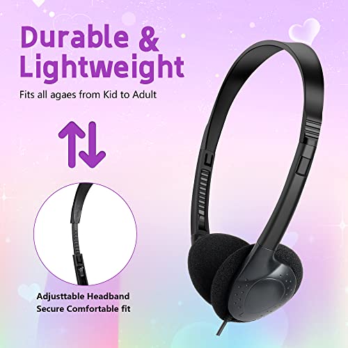 YFSFQS Kids Headphones Bulk 30 Pack for School Students Children Teen Boys Girls, Wholesale Disposable Headphones for Classroom Earphones (Black)