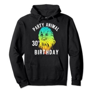 Star Wars Chewie Party Animal 30th Birthday Color Portrait Pullover Hoodie