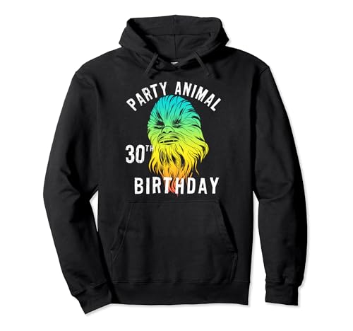 Star Wars Chewie Party Animal 30th Birthday Color Portrait Pullover Hoodie