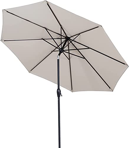 Tempera 9' Outdoor Market Patio Table Umbrella with Push Button Tilt and Crank,Large Sun Umbrella with Sturdy Pole&Fade resistant canopy,Easy to set,Beige