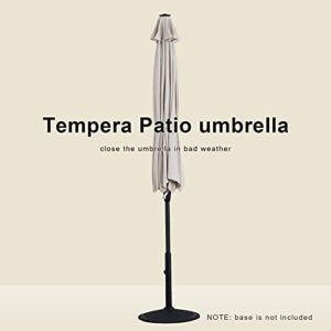 Tempera 9' Outdoor Market Patio Table Umbrella with Push Button Tilt and Crank,Large Sun Umbrella with Sturdy Pole&Fade resistant canopy,Easy to set,Beige