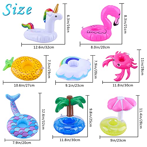 Inflatable Drink Floats, Blovec 8 Pack Inflatable Drink Holders Cup Coasters Swimming Drink Holder with Air Pump for Summer Pool Party