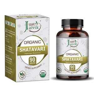 just jaivik organic shatavari tablets - a dietary supplements - 750 mg (pack 90 organic tablets) | rejuvenation for vata and pitta | women's health supplement