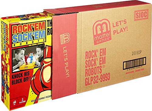 Mattel Games Rock 'Em Sock 'Em Robots Kids Game, Fighting Robots with Red Rocker & Blue Bomber, Knock His Block Off (Amazon Exclusive)