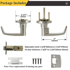 Probrico Satin Nickel Heavy Duty Passage Door Levers, Interior Hall/Closet Non-Locking Handles, Left/Right Handed, Contractor Pack (6 Pack)