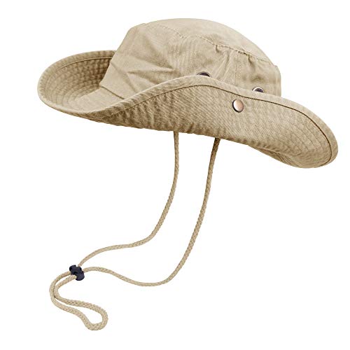 Bucket Hat Hiking Fishing Wide Brim UV Sun Protection Safari Unisex Boonie (Camel, Large/X-Large)