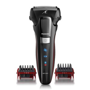 panasonic hybrid wet dry shaver, trimmer & detailer with two adjustable trim attachments, pop-up precision detail trimmer & shave sensor technology, cordless razor for men, es-ll41-k, black