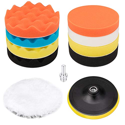 6 Inch Buffing and Polishing Pad Kit 11 PCS with Drill Adapter