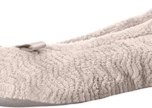 isotoner womens Chevron Microterry Ballerina House Slipper With Moisture Wicking and Suede Sole for Comfort Ballet Flat, Taupe, 6.5-7.5 US