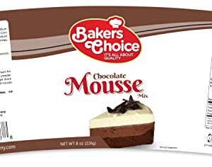 Chocolate Mousse Mix Powder - For Mousse Cups, Chocolate Mousse Cake, Ice Cream, Milkshakes, Desserts, Fruit Shakes and Truffles - Dairy Free, Kosher - 8 oz. - By Baker’s Choice