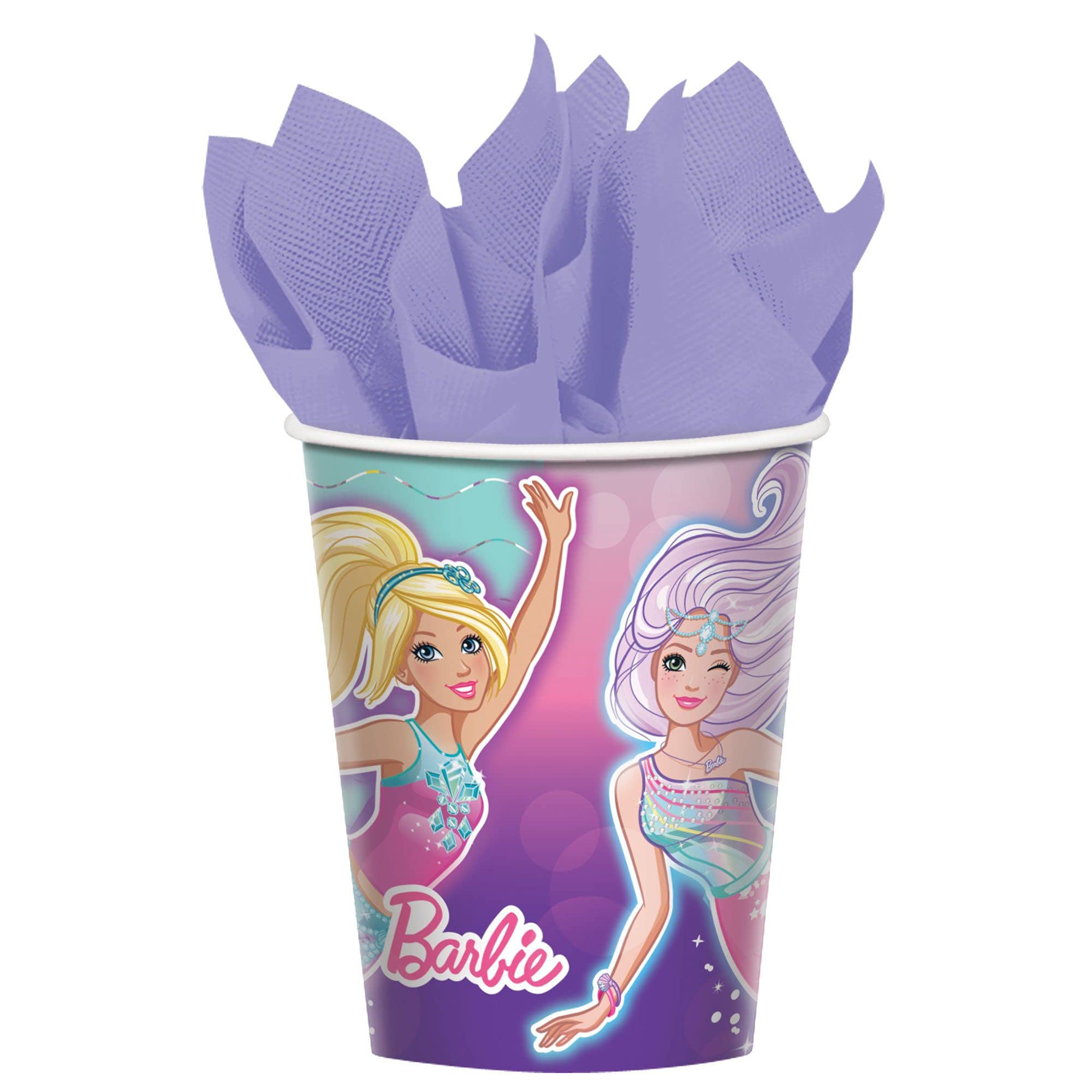 Barbie Mermaid Paper Cups - 9 oz. | Multicolor | Pack of 8