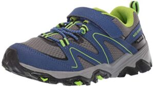 merrell trail quest hiking sneaker, blue/green, 3 us unisex big kid