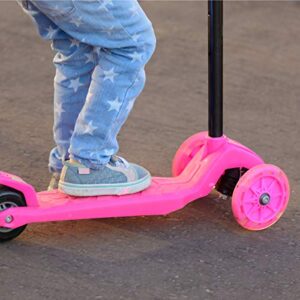 Lil' Rider Kids Scooter-Beginner Adjustable Height Handlebar, 3 LED Light-up Wheels, Kick Scooter-Fun Balance Riding Toy for Girls and Boys (Pink) (80-TK166610P)