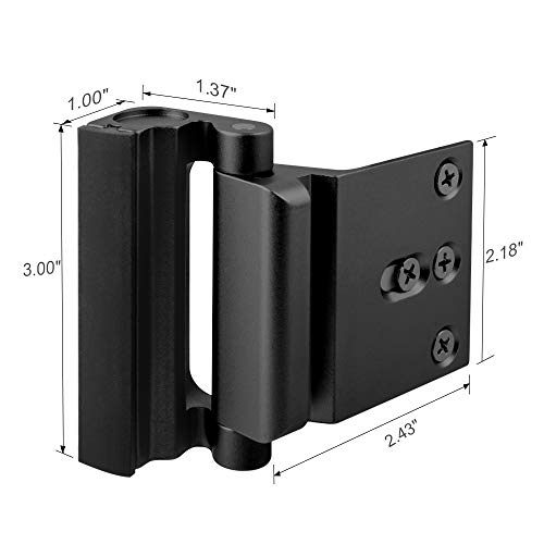 Home Security Door Lock Reinforcement - Child Proof Door Locks for Front Door Kids Safety with 3" Stop Withstand 800 lbs for Inward Swinging Inside Doors Flip Lock Deadbolt Latch Guard Patio Apartment