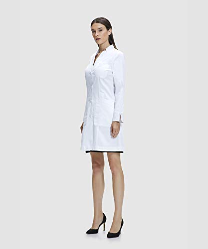 Dr. James Lab Coat Women, Tailored Fit, Fold Back Cuff, White, 35 inch Length (6)