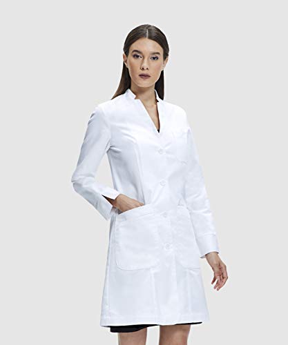 Dr. James Lab Coat Women, Tailored Fit, Fold Back Cuff, White, 35 inch Length (6)