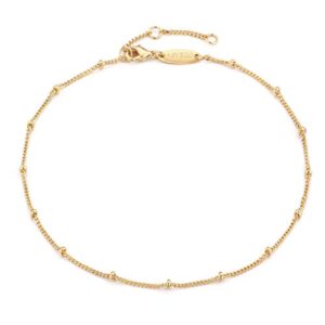 mevecco anklet for women gold satellite chain 14k gold plated dainty boho beach summer simple foot jewelry ankle bracelet for girls