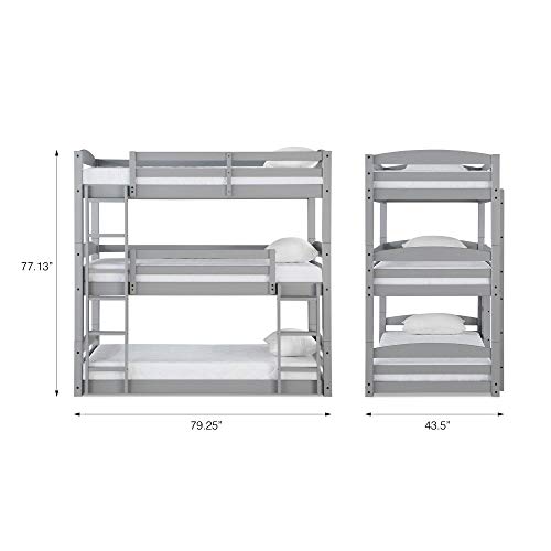 DHP Phoenix Triple Bunk Bed, Gray