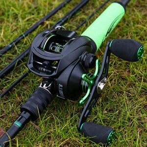 Sougayilang Ultralight Fishing Rod Reel Combos Portable Light Weight High Carbon 4 Pc Baitcaster Fishing Pole with Baitcasting Reel for Travel Freshwater Fishing-2.1M with Right Handed