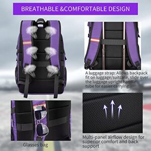 Travel Laptop Backpack,17.3 Inch Large Capacity College School Bookbags,RFID Anti Theft Pocket,Durable Water Resistant Backpacks Computer bagpack for Women Girls Teenagers Casual Daypack,Purple