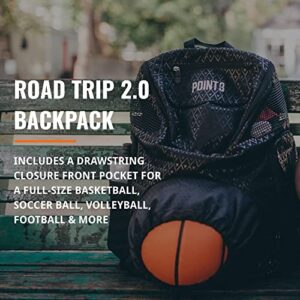 POINT3 Basketball Backpack Road Trip 2.0, Bag with Drawstring for Soccer, Volleyball & More, Compartments for Shoes, Water, & Clothes, Water Resistant Equipment Bag, Unisex Sports Backpack - Black