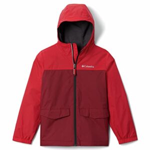 Columbia Big Boy's Rain-Zilla Jacket, Waterproof, Reflective Outerwear, red jasper/mountain Red, Medium