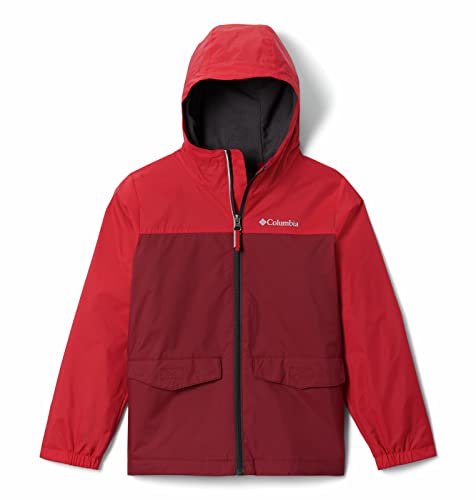 Columbia Big Boy's Rain-Zilla Jacket, Waterproof, Reflective Outerwear, red jasper/mountain Red, Medium