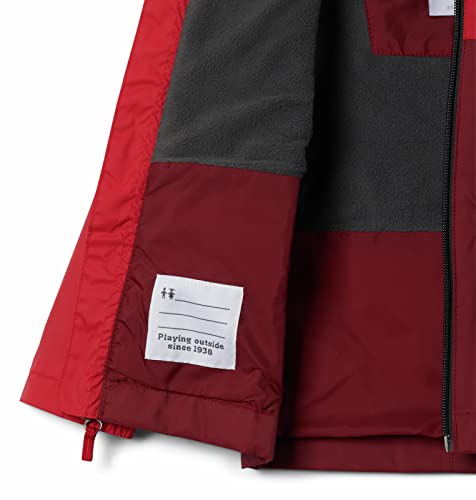 Columbia Big Boy's Rain-Zilla Jacket, Waterproof, Reflective Outerwear, red jasper/mountain Red, Medium