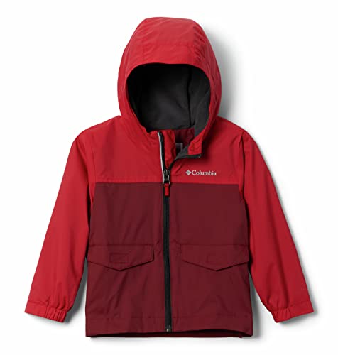 Columbia Big Boy's Rain-Zilla Jacket, Waterproof, Reflective Outerwear, red jasper/mountain Red, Medium