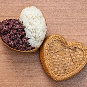 WD- Thai Kra-tip Sticky Rice Heart shape Bamboo Basket Handmade Steamers Cookware-4 inch for Home,restaurant or Cookware -collecting things.