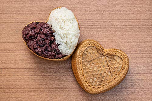 WD- Thai Kra-tip Sticky Rice Heart shape Bamboo Basket Handmade Steamers Cookware-4 inch for Home,restaurant or Cookware -collecting things.