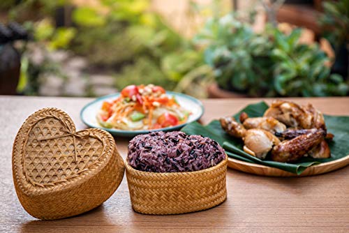 WD- Thai Kra-tip Sticky Rice Heart shape Bamboo Basket Handmade Steamers Cookware-4 inch for Home,restaurant or Cookware -collecting things.