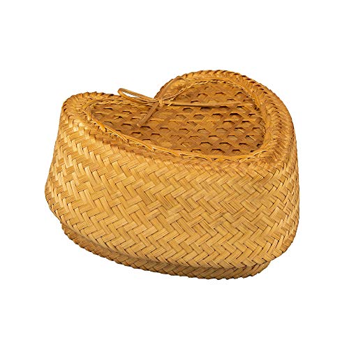 WD- Thai Kra-tip Sticky Rice Heart shape Bamboo Basket Handmade Steamers Cookware-4 inch for Home,restaurant or Cookware -collecting things.