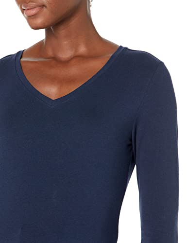 Amazon Essentials Women's Classic-Fit 3/4 Sleeve V-Neck T-Shirt (Available in Plus Size), Navy, Medium