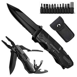 kingmax pocket knife,multitool tactical knife with blade,saw, plier, screwdriver, bottle opener,folding knife built with full stainless steel,perfect tool for men,camping,emergency,outdoor,daily use.