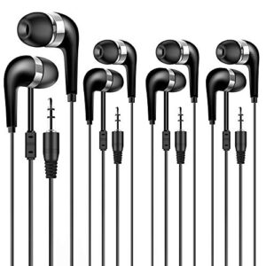 hongzan 100 pack classroom earbuds bulk for school kids children, wholesale durable earphones class set headphones for students (black)