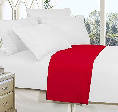 Elegant Comfort Premium Hotel Quality 1-Piece Flat Sheet, Luxury and Softest 1500 Thread Count Egyptian Quality Bedding Flat Sheet, Wrinkle-Free, Stain-Resistant, Queen, Red