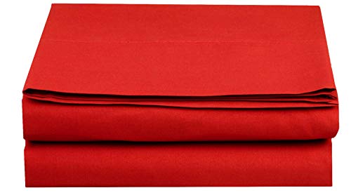 Elegant Comfort Premium Hotel Quality 1-Piece Flat Sheet, Luxury and Softest 1500 Thread Count Egyptian Quality Bedding Flat Sheet, Wrinkle-Free, Stain-Resistant, Queen, Red