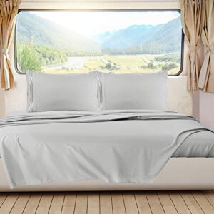 nestl light grey rv queen sheets – super soft rv short queen sheets for rv camper, 4 piece 1800 microfiber fitted rv sheets, double brushed rv bed sheets set, camper sheets and pillowcases