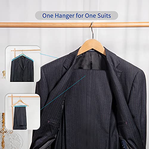 Nature Smile Luxury Natural Wooden Suit Hangers - 6 Pack - Wood Coat Hangers,Jacket Outerwear Shirt Hangers,Glossy Finish with Extra-Wide Shoulder, 360 Degree Swivel Hooks & Anti-Slip Bar with Screw