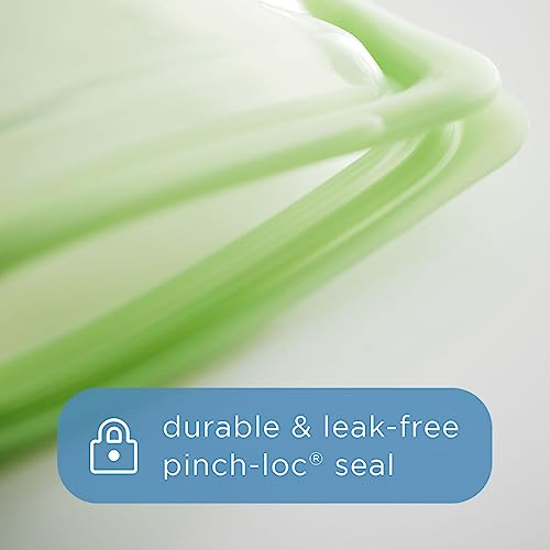 Stasher Reusable Silicone Storage Bag, Food Storage Container, Microwave and Dishwasher Safe, Leak-free, Pocket 2-Pack, Clear + Aqua