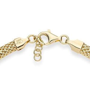 Miabella 18K Gold Over Sterling Silver Italian 5mm Mesh Link Chain Bracelet for Women, 925 Made in Italy (Length 6.5 Inches (X-Small))