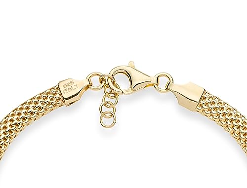 Miabella 18K Gold Over Sterling Silver Italian 5mm Mesh Link Chain Bracelet for Women, 925 Made in Italy (Length 6.5 Inches (X-Small))