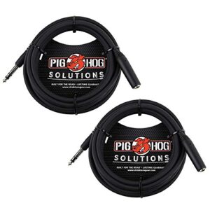 pig hog phx14-10 1/4" trsf to 1/4" trsm headphone extension cable, 10 feet (2-pack)