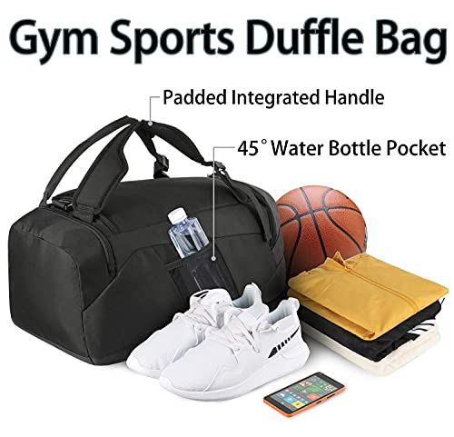 MATEIN Gym Bag for Men, 45L Large Gym Backpack Sports Duffle Bag with Shoes Compartment, 3 Way Waterproof College Workout Carry on Travel Duffel Backpack Fits 15 Inch laptop Gifts for Men Women, Black